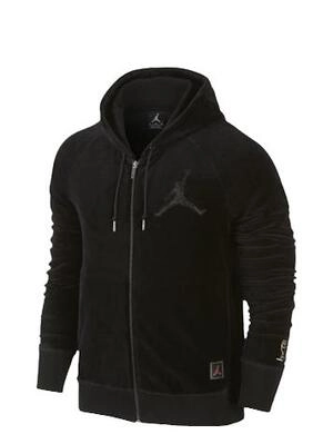 Nike Air Jordan X Ovo Velour Zip Up Hoodie - Black