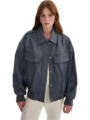 LAMARQUE Trevanna Leather Bomber Jacket - Graphite