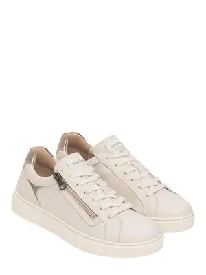 NEROGIARDINI Low Top Side Zip Sneakers - Beige