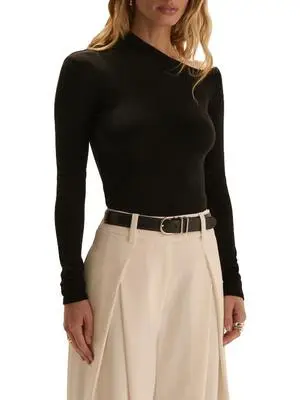 FAVORITE DAUGHTER The Good Time Asymmetric One-shoulder Top - Black