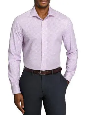 W.R.K Slim Fit Cross Geo Reworked Button-up Shirt - White/pink