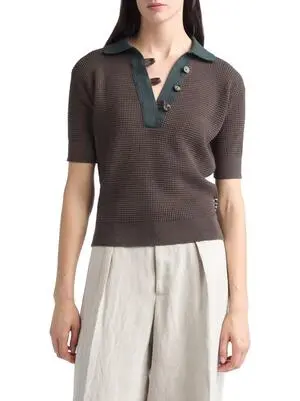JW Anderson Cotton & Cashmere Blend Polo Sweater - Military Green