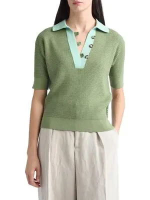 JW Anderson Cotton & Cashmere Blend Polo Sweater - Peppermint