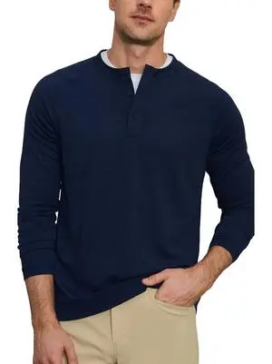 RHONE Technical Waffle Knit Henley - True Navy