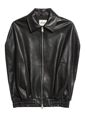 ARMA Bina Vegetable Lambskin Leather Cape Jacket - Black