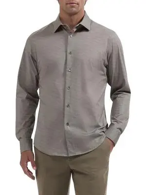 Bugatchi James Ooohcotton Performance Long Sleeve Shirt Olive