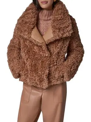 Donna Karan New York Faux Fur Teddy Jacket - Camel