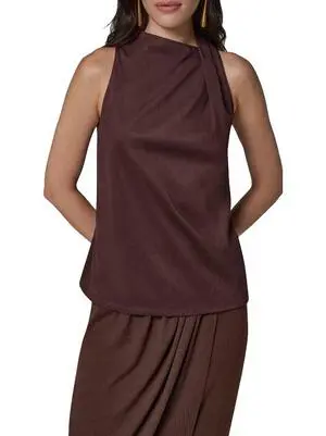 Donna Karan New York Mixed Media Tie Neck Tank - Espresso