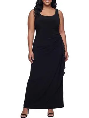 Alex Evenings Empire Waist Matte Jersey Gown With Jacket - Black