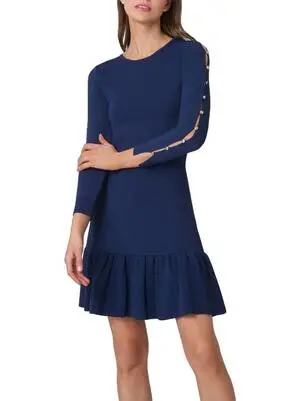 Shoshanna Waverly Button Knit Mini Dress - Navy