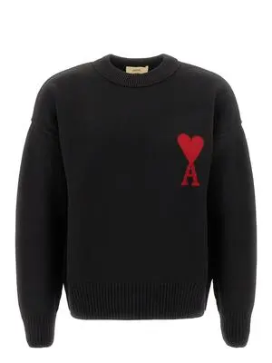 AMI Paris Crew Neck Sweater With Heart Logo - Multicolor
