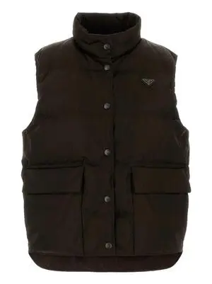 Prada Re-nylon Down Vest - Brown