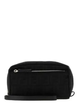 Fendi Embroidered Jacquard Small Beauty Case - Black