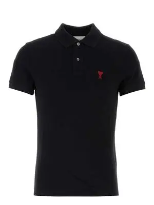 AMI Paris Piquet Polo Shirt - Black