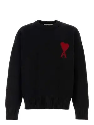 AMI Paris Crew Neck Wool Sweater - Black