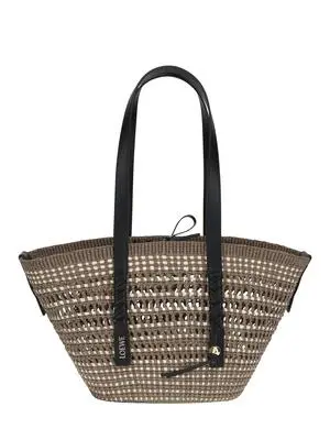 Loewe Medium Braid Basket Shoulder Bag In Iraca Palm And Calfskin - Brown