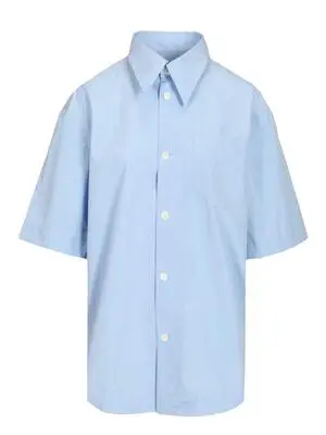 AMI Paris Short-sleeved Poplin Shirt - Blue