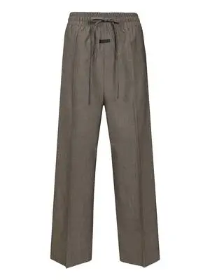 Fear Of God Wide Leg Pleated Trousers In Cotton And Wool Blend - Gray