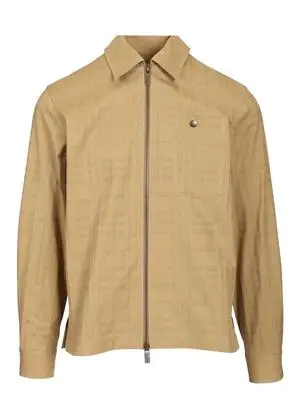 Burberry Check Cotton Zip-up Shirt - Cream