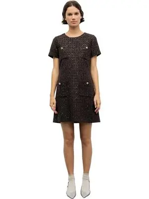 Gerard Darel Coni Short Sleeve Shift Mini Dress - Brown