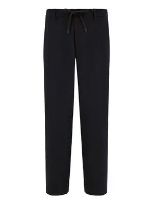 Canali Navy Impeccabile Wool Flannel Drawstring Pants - Blue
