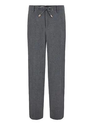 Canali Wool Flannel Drawstring Pants - Grey
