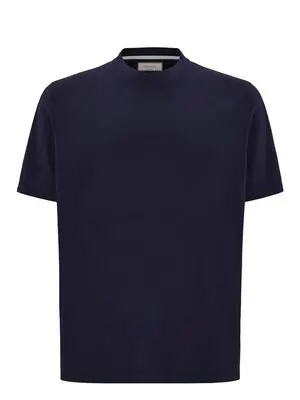 Canali Navy Blue Cotton Interlock Jersey Regular-fit T-shirt Blue