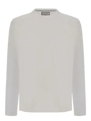 Canali White Lisle Cotton Jersey Regular-fit Crew Neck White