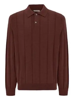 Canali Burgundy Extra-fine Merino Wool Regular-fit Polo Shirt - Red