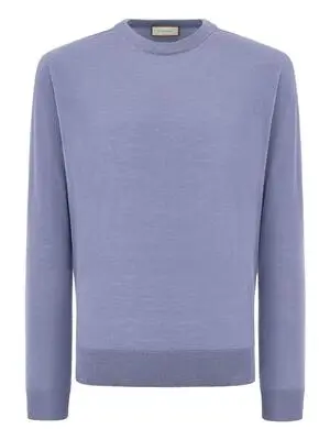 Canali Canali Nuvola Crew Neck Sweater In Extra-Fine Merino Wool Light Blue