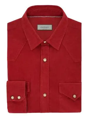 Canali Casual Cotton Corduroy Regular-fit Shirt - Red