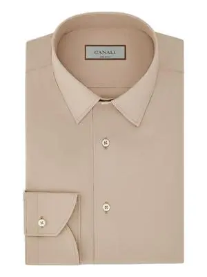 Canali Travel Stretch Cotton Regular-fit Shirt - Beige