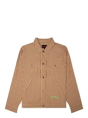 PLEASURES Striped Trucker Jacket - Tan
