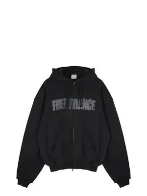 Vetements Puffed Zip-up Free France Sweatshirt - Black