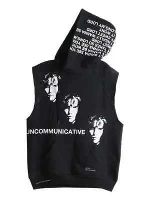 SAITOS Asymmetric Sleeveless Hoodie - Black