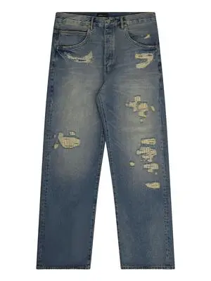 PURPLE BRAND Repair Destroy Mid Indigo Denim - Blue