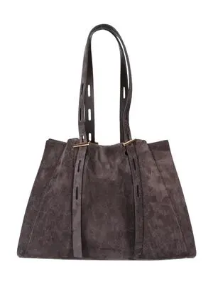 MINOBOSSI Suede Tote Bag With Shoulder Straps - Brown