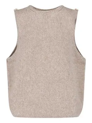 PAMPA THE BRAND Sleeveless Knit Vest Top - Beige