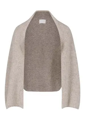 PAMPA THE BRAND Open-front Knit Bolero Cardigan - Beige
