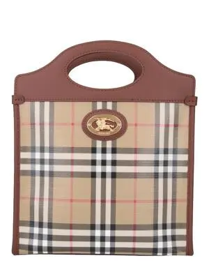 BURBERRY BURBERRY Plaid Top Handle Tote Bag