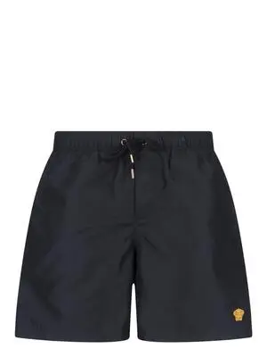 Versace Logo Detail Swim Shorts - Black