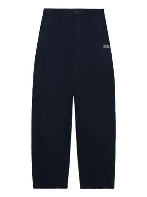 Loewe Straight-leg Tailored Trousers With Embroidered Logo - Darknavy