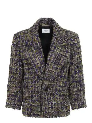 Saint Laurent Tweed Wool Blend Blazer - Multicolour