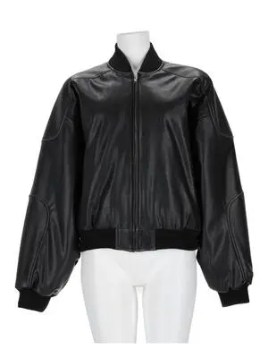 MAISON MARGIELA Faux Leather Bomber Jacket - Black