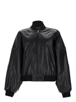 MAISON MARGIELA Faux Leather Bomber Jacket - Black