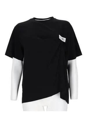 MAISON MARGIELA MM6 MAISON MARGIELA Black Asymmetrical Hem Cotton T-Shirt