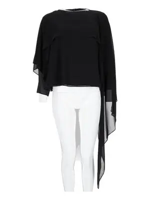 MAISON MARGIELA Asymmetrical Draped Sheer Blouse - Black