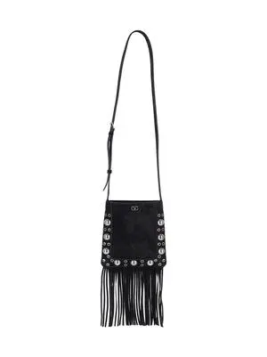 Valentino Garavani Studded Fringe Crossbody Bag - Black
