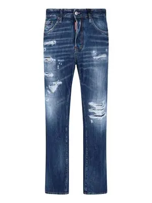 Dsquared2 Distressed Straight-leg Jeans - Blue