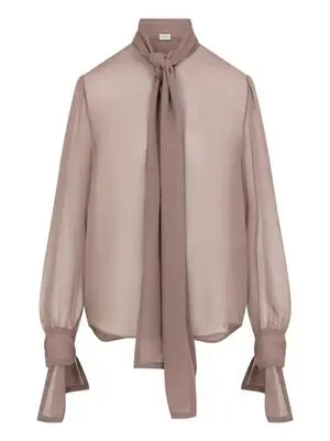 SAINT LAURENT SAINT LAURENT Silk Bow-Tie Blouse